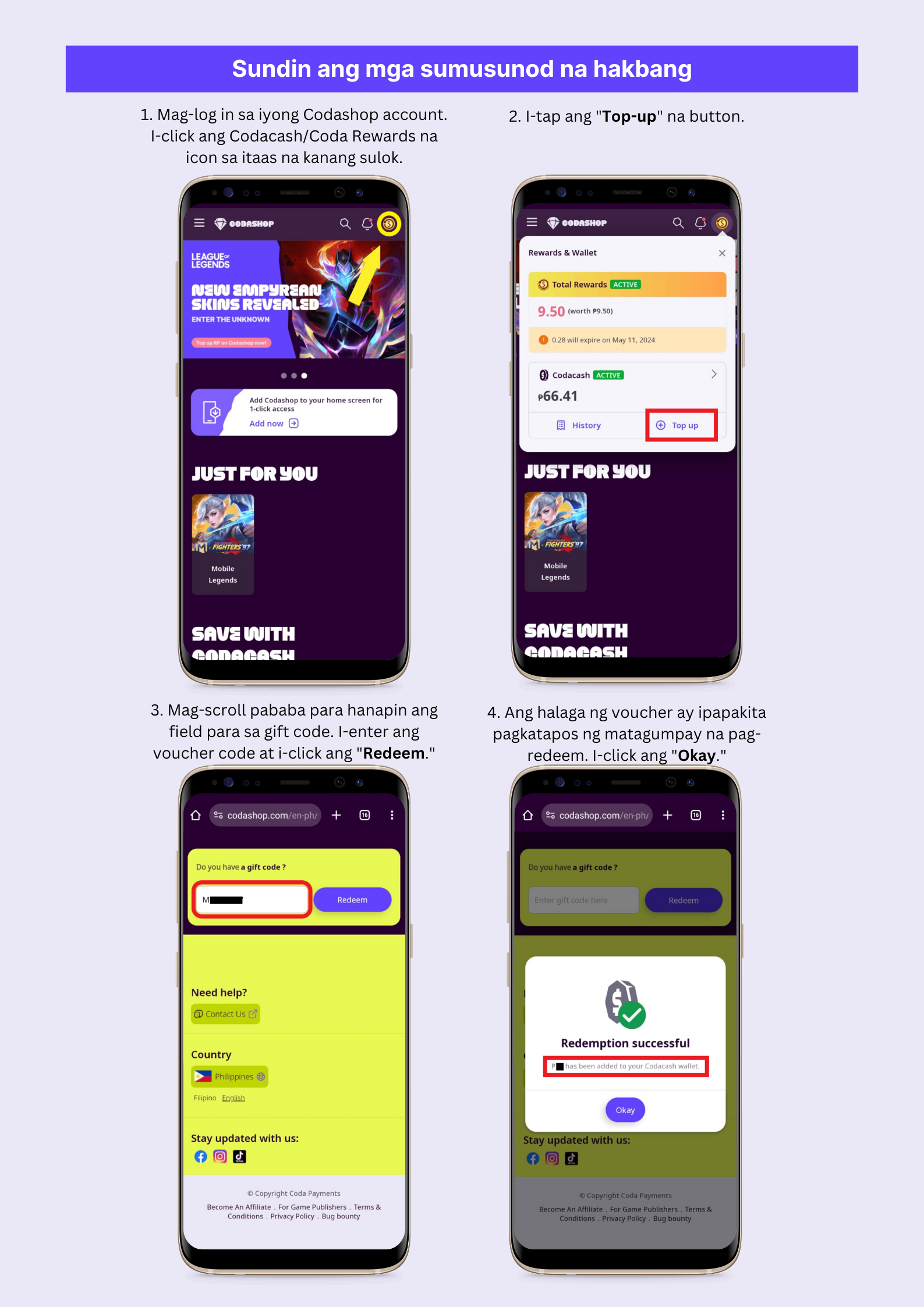 Paano Mag-Redeem ng Codacash Voucher Code – Codashop Philippines