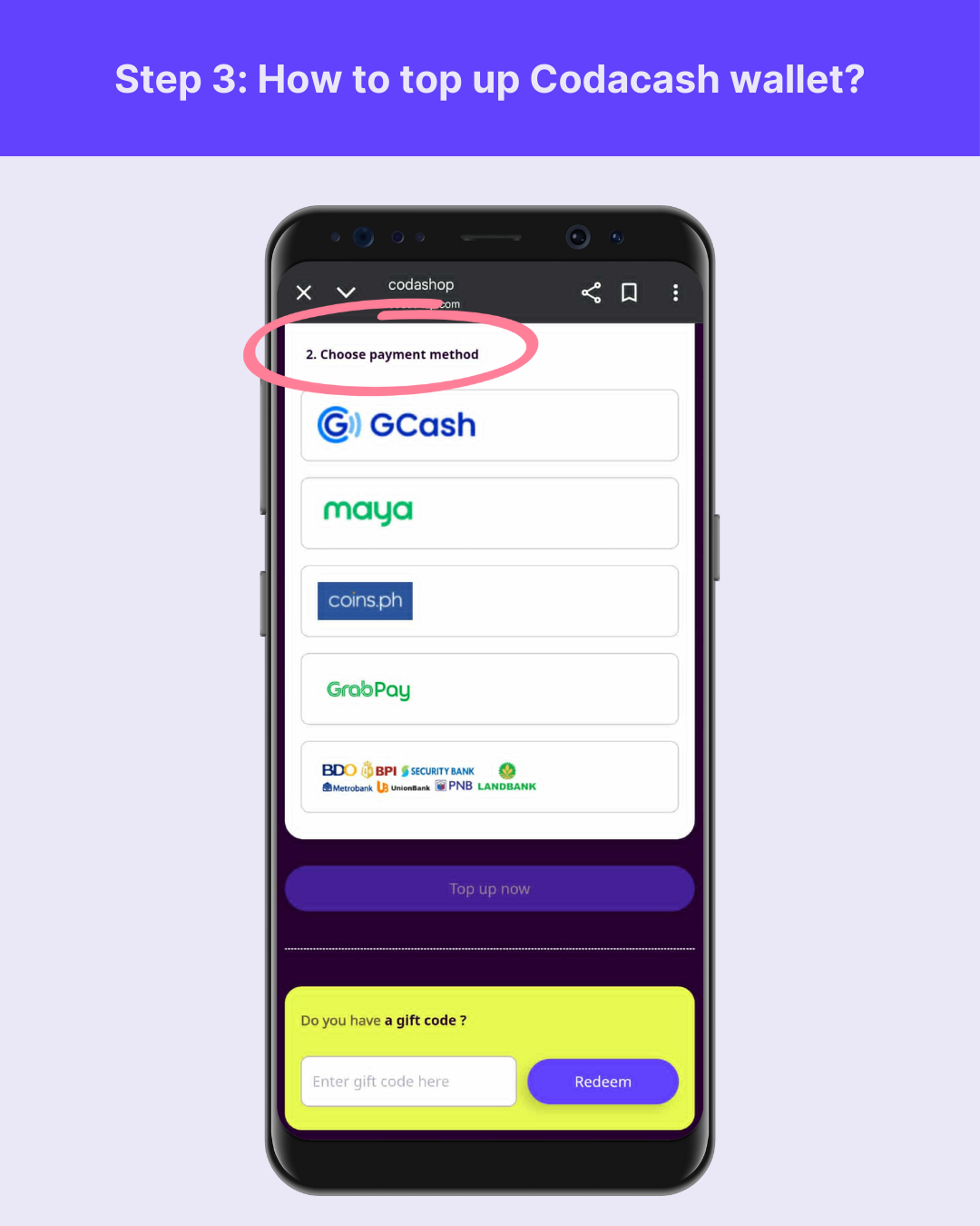 How to top up Codacash wallet? – Codashop Philippines